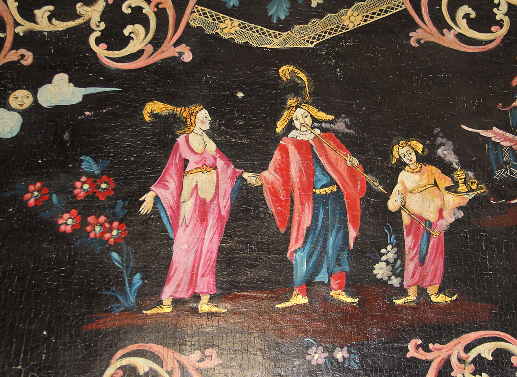 A Highly Rare 18th Century Venetian Rococo Chinoiserie Polychrome ...